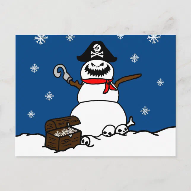Christmas Pirate Snowman Holiday Postcard | Zazzle