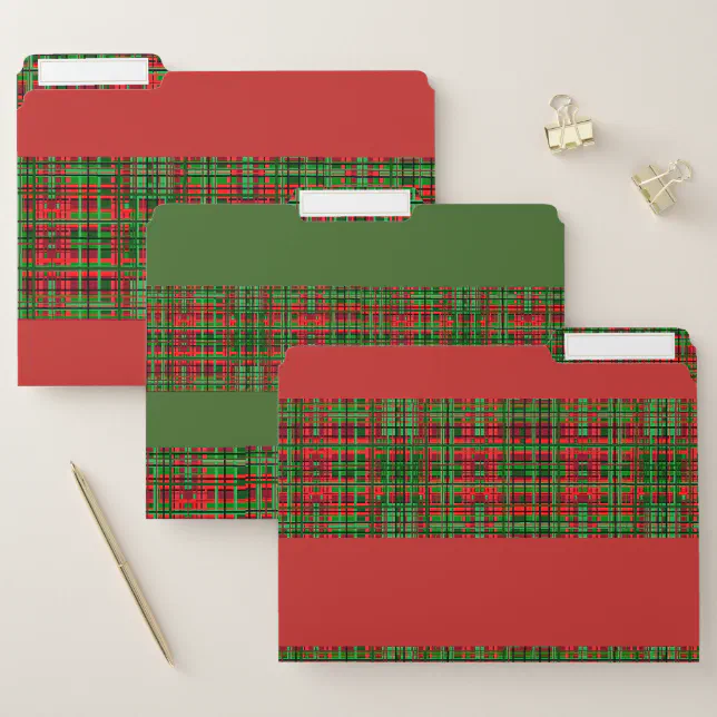 Christmas plaid file folders | Zazzle