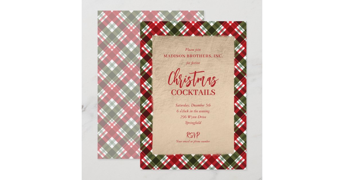 Christmas Plaid Party Invitation | Zazzle