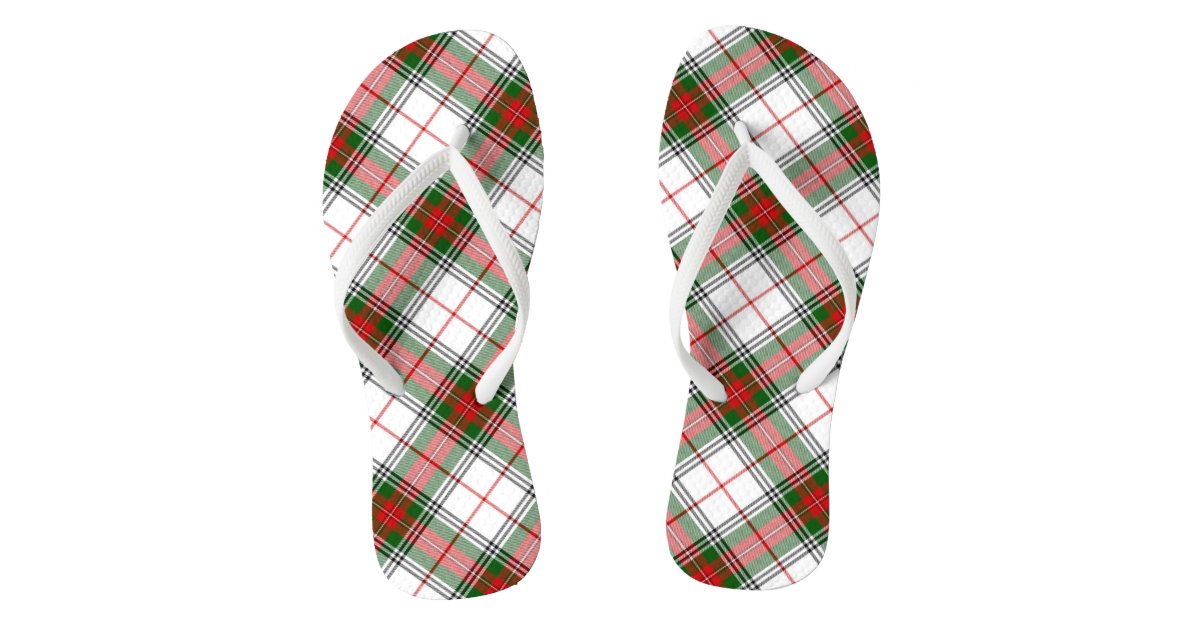 Christmas Plaid ~ Personalized Flip Flops | Zazzle