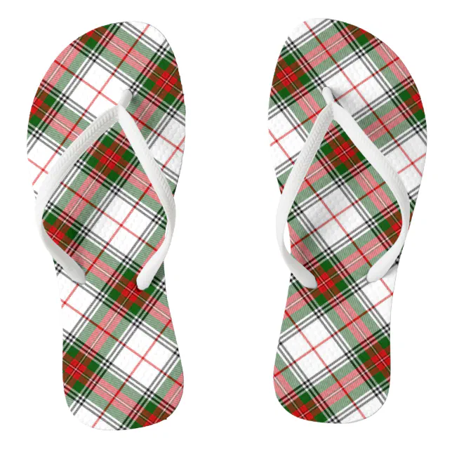 Christmas Plaid ~ Personalized Flip Flops | Zazzle