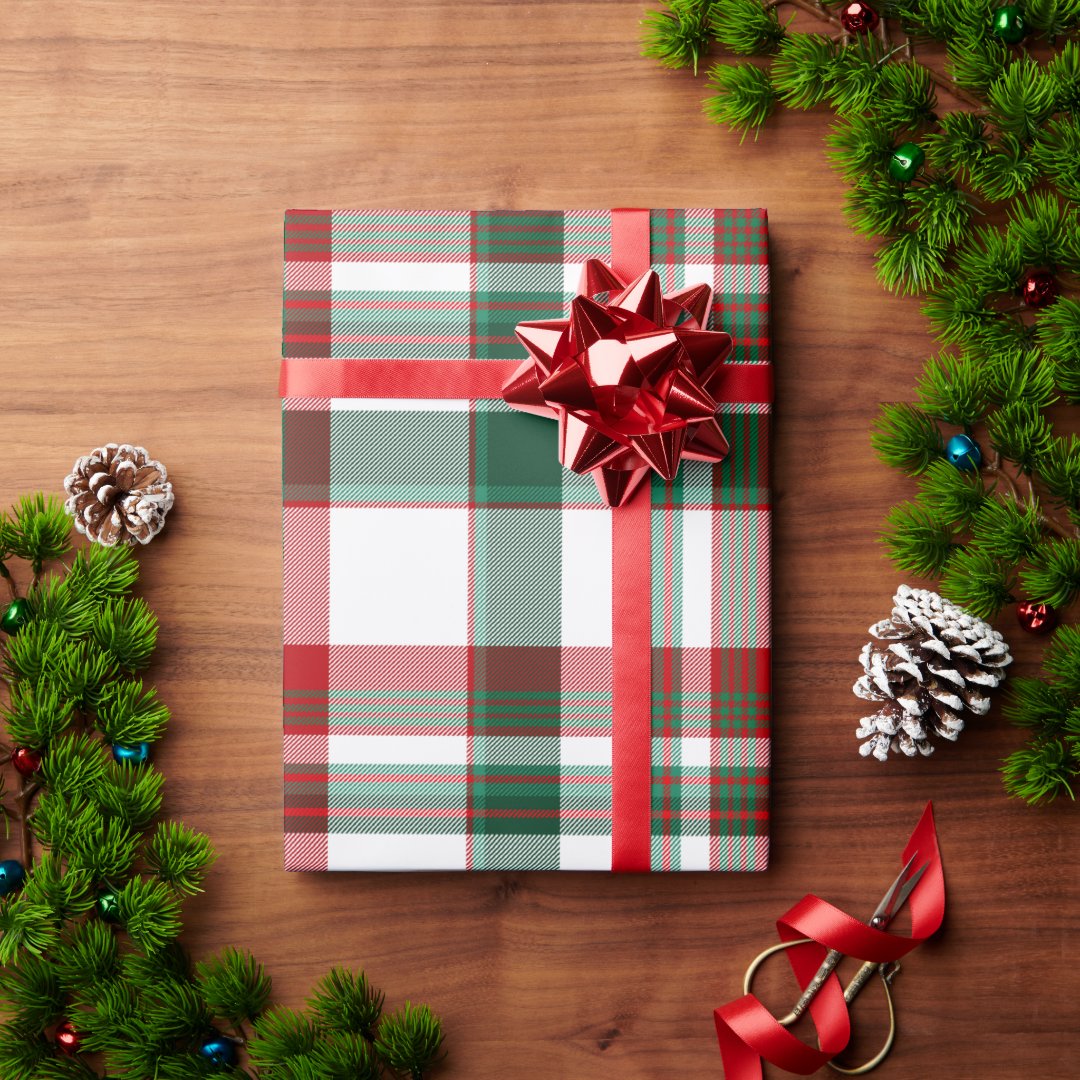 Christmas Plaid Red And Green Wrapping Paper | Zazzle