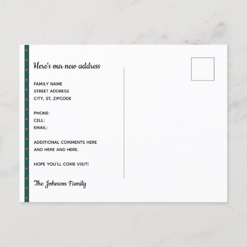 Christmas Plaid with Cute Snowman New Home Announcement Postcard | Zazzle