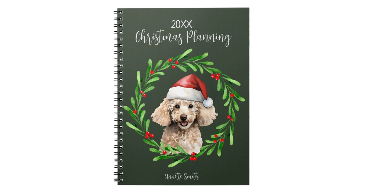 Christmas Planning Dog Poodle Standard Mini Pup Notebook | Zazzle