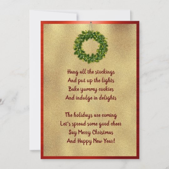 Christmas Poem Holiday Elegant Red and Gold Card | Zazzle.com