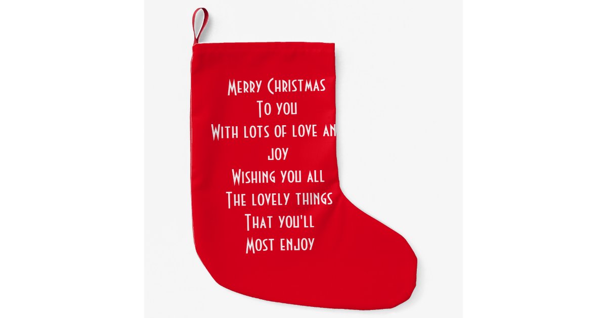 Christmas poetry small christmas stocking | Zazzle