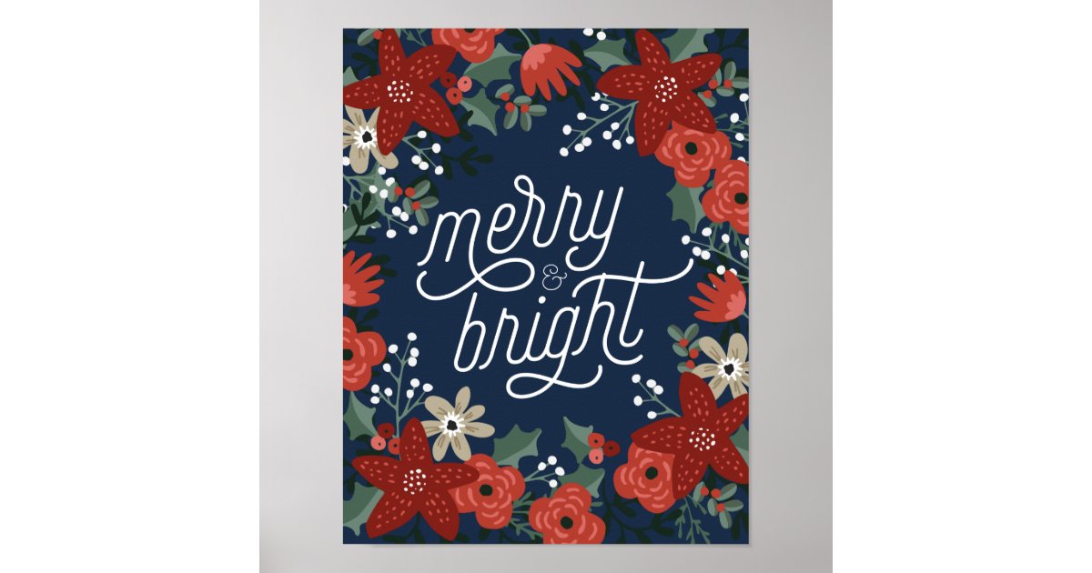 Christmas Poinsettia Foliage Poster | Zazzle