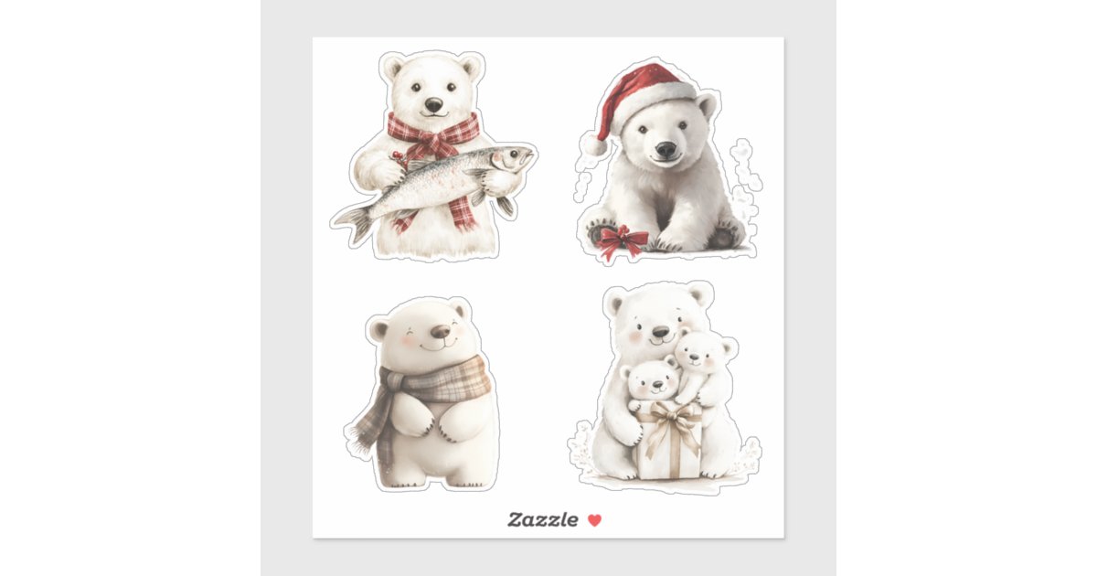 Christmas Polar Bears Sticker | Zazzle