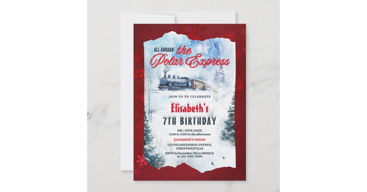 Christmas Polar Express Birthday Party Invitation | Zazzle