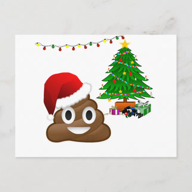 christmas poo emoji holiday postcard | Zazzle