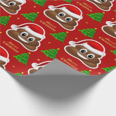 christmas poop emoji with santa hat wrapping paper | Zazzle