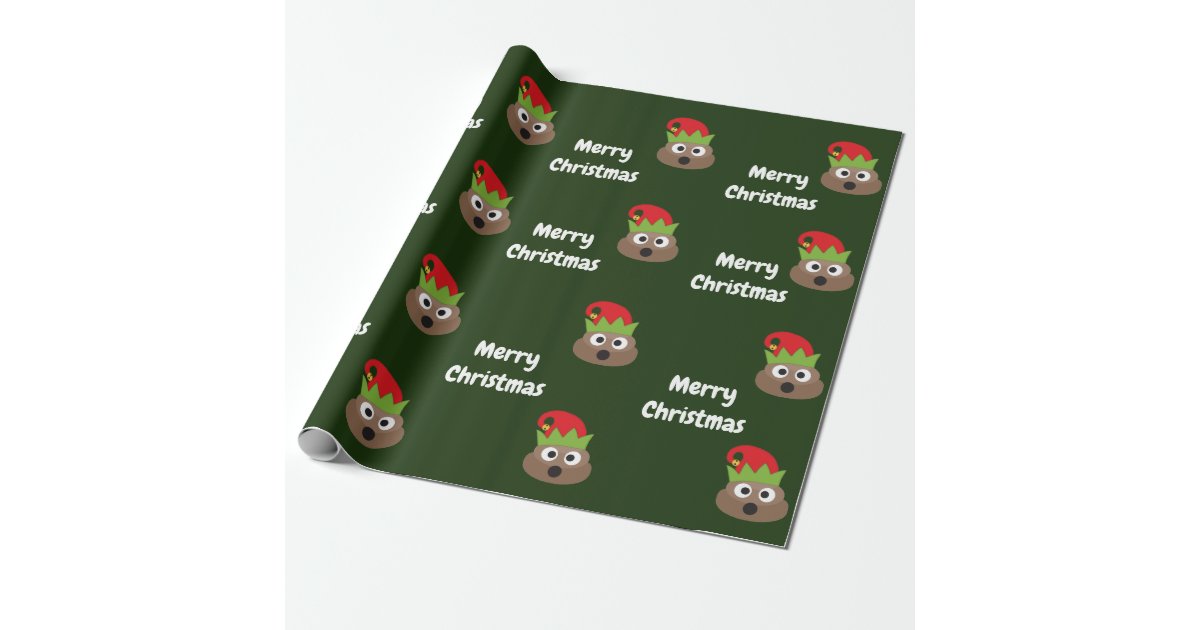 Christmas Poop Emoji Wrapping Paper | Zazzle