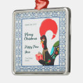 Christmas Portuguese Rooster and blue tiles frame Metal Ornament | Zazzle