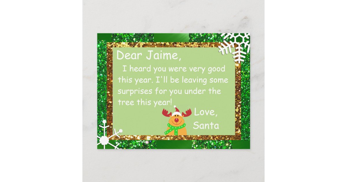 Christmas Postcard from Santa to a child | Zazzle.com