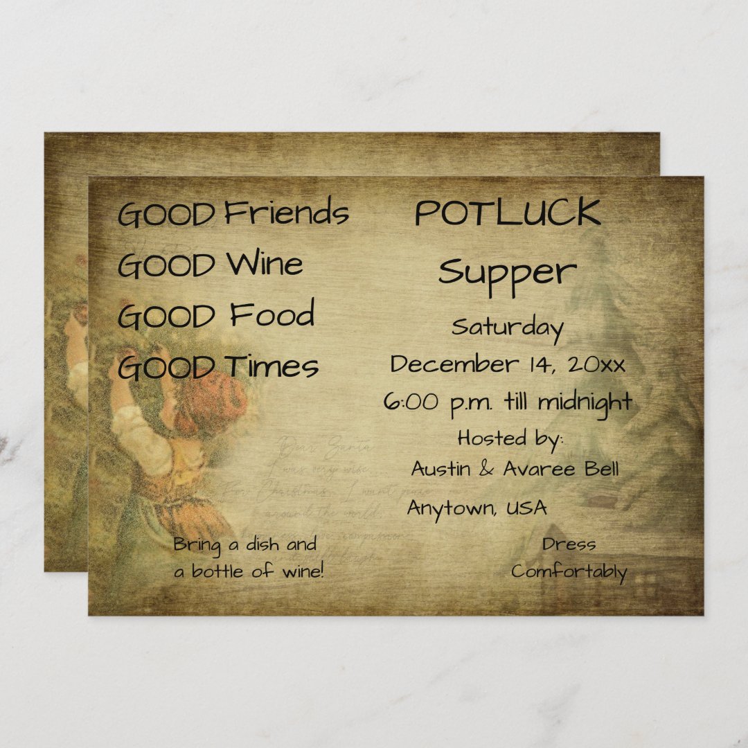 Christmas Pot Luck Supper Party Invitation | Zazzle