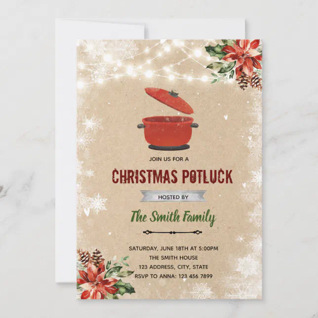 Christmas potluck invitation | Zazzle