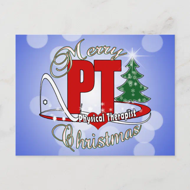 CHRISTMAS PT Physical Therapist Holiday Postcard | Zazzle