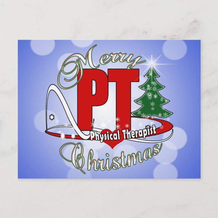 CHRISTMAS PT Physical Therapist Holiday Postcard | Zazzle