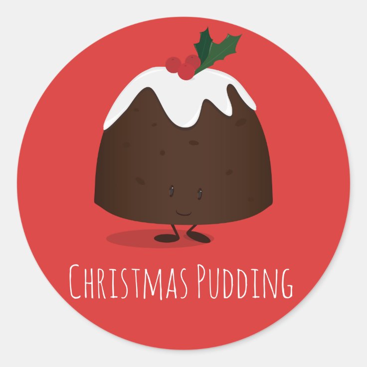 Christmas Pudding Cartoon Character | Sticker | Zazzle