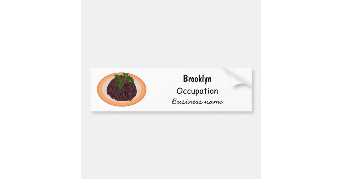 Christmas pudding cartoon illustration bumper sticker | Zazzle
