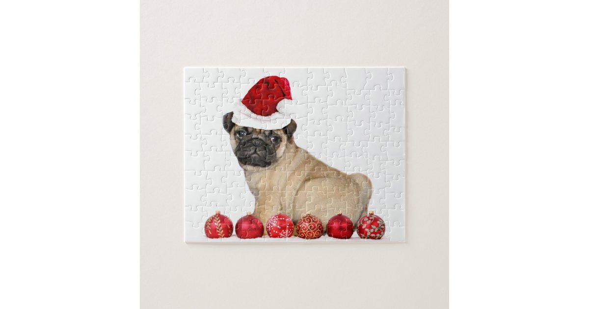 Christmas pug dog jigsaw puzzle | Zazzle