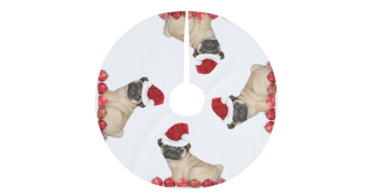 Christmas Pug Dog tree skirt | Zazzle