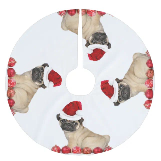 Christmas Pug Dog tree skirt | Zazzle