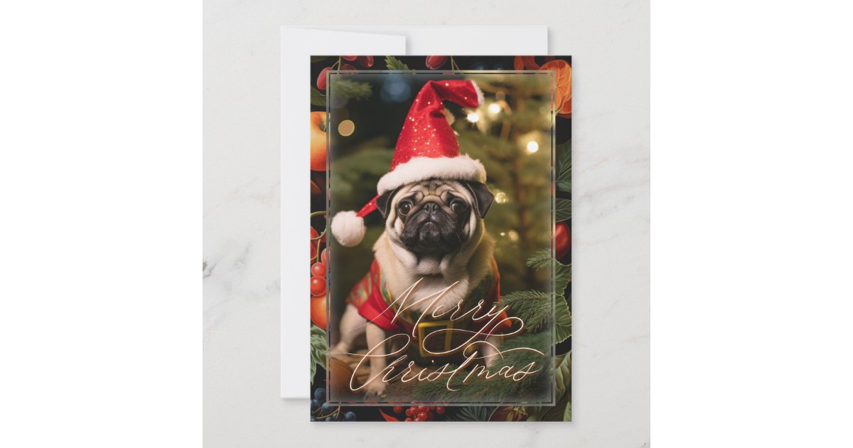 Christmas Pug Elf Invitation | Zazzle