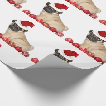 Christmas Pug wrapping paper | Zazzle