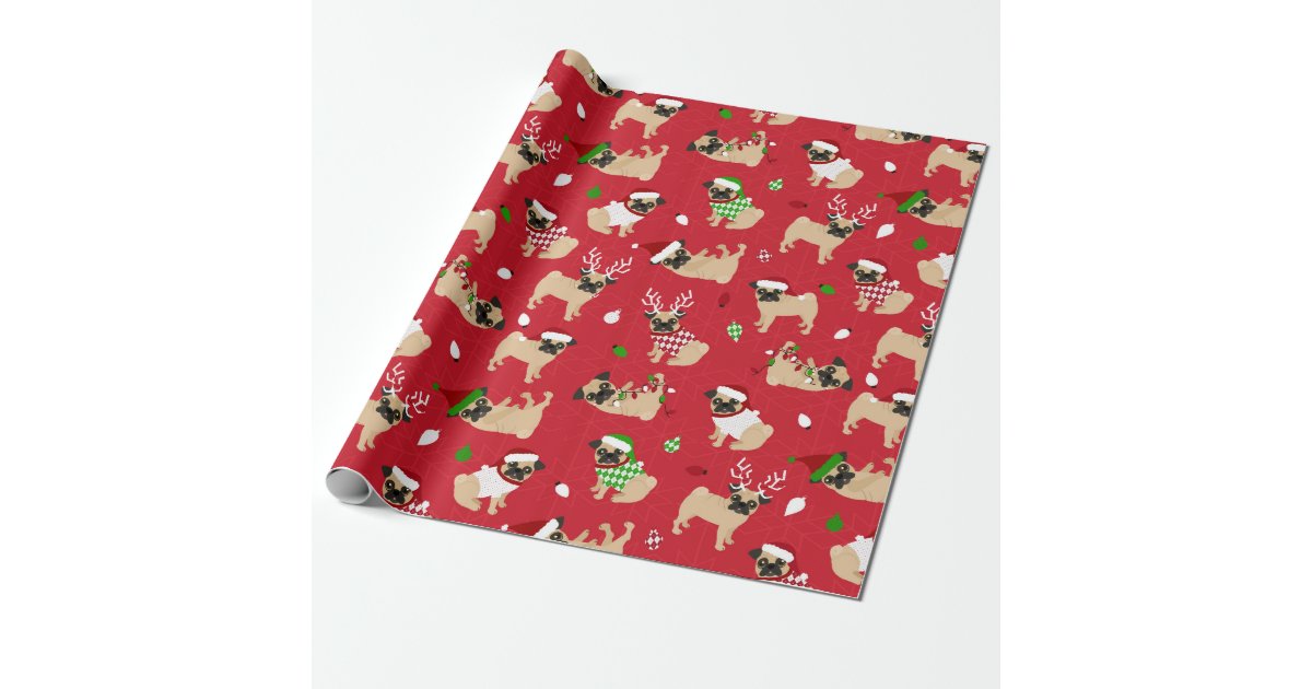 Christmas Pugs Wrapping Paper | Zazzle