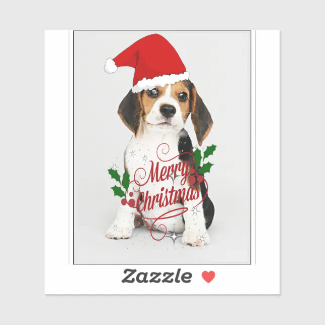 Christmas Puppy Sticker | Zazzle