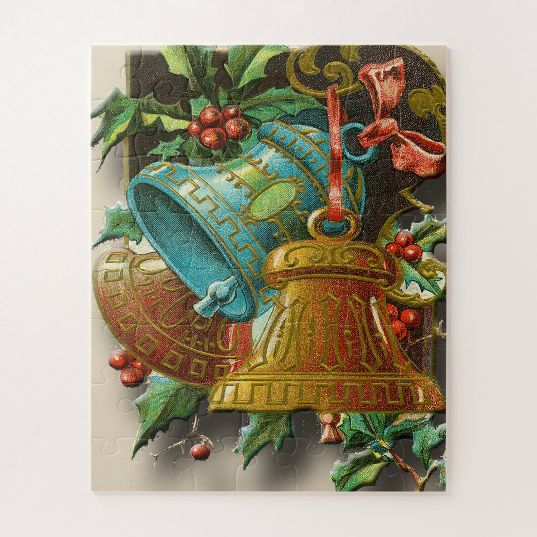 Christmas puzzle vintage bells | Zazzle