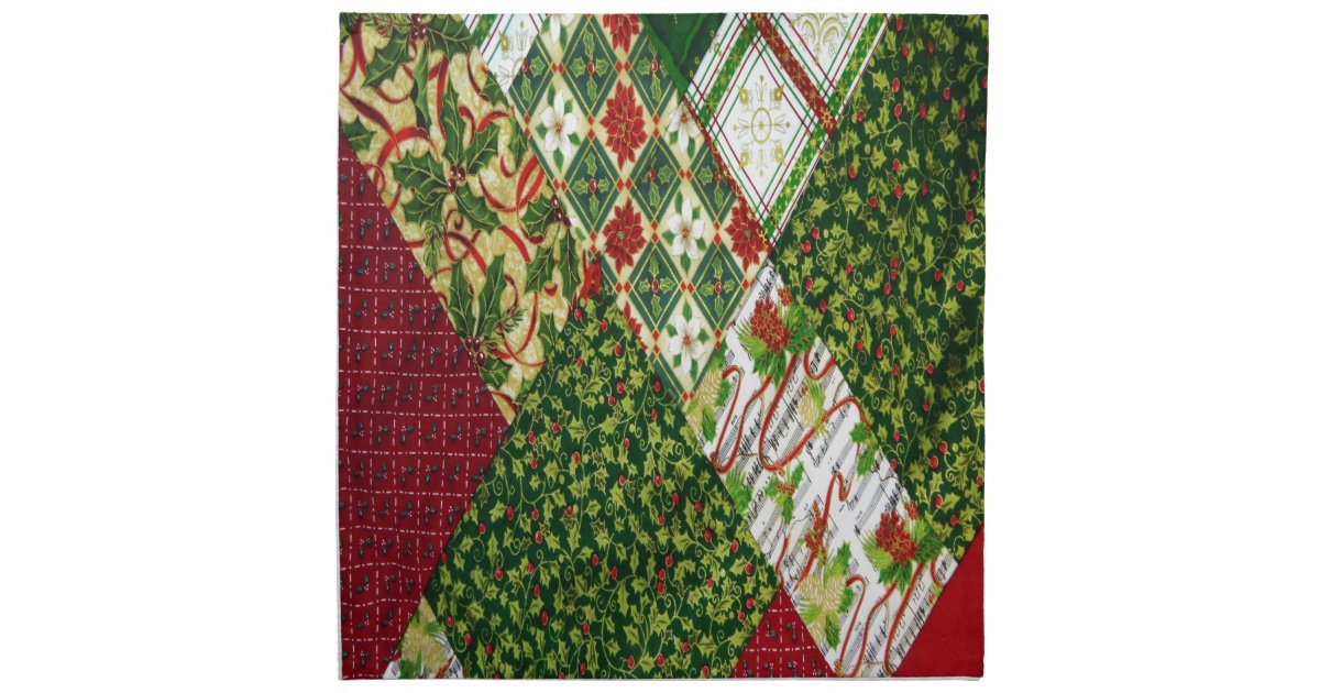 Christmas Quilt Background Napkin | Zazzle