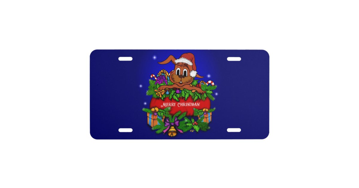 Christmas Rabbit License Plate | Zazzle