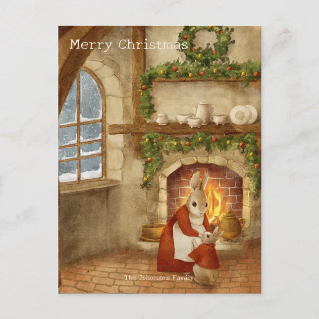 Christmas Rabbit Peter Vintage Postcard | Zazzle