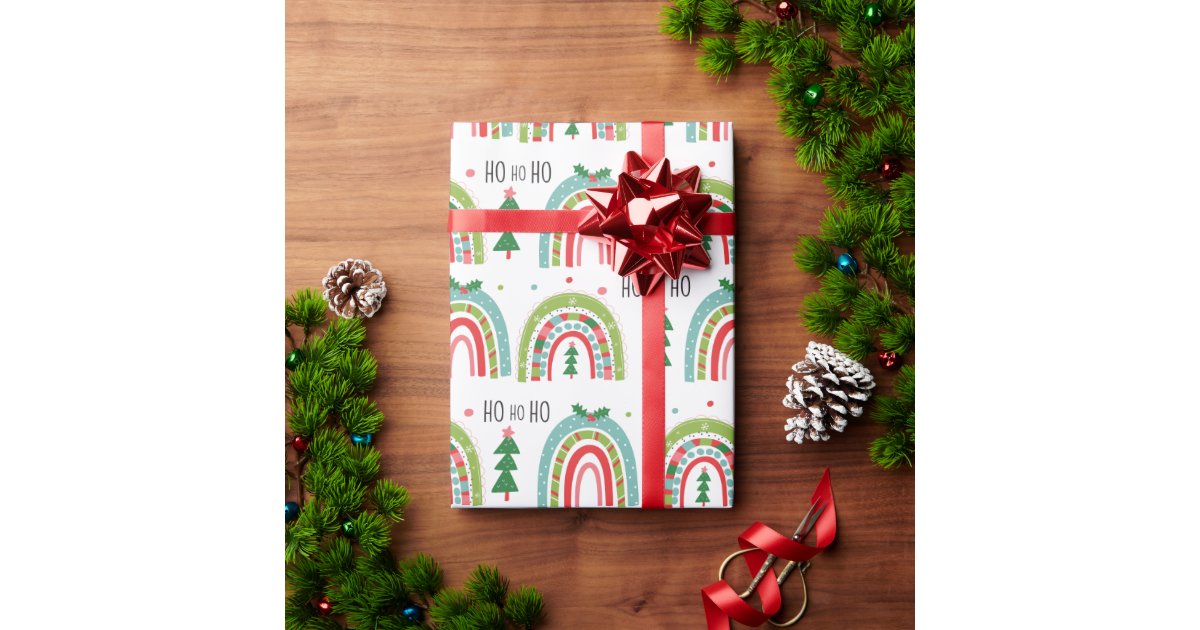 Christmas Rainbow Gift wrapping paper | Zazzle