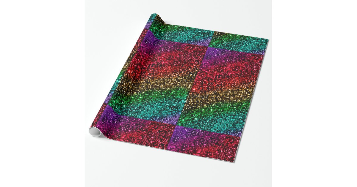 Christmas Rainbow Glitter Wrapping Paper | Zazzle