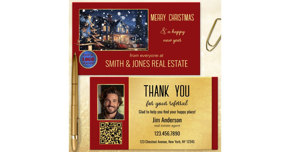 Christmas Real Estate QR Code Referral Card | Zazzle