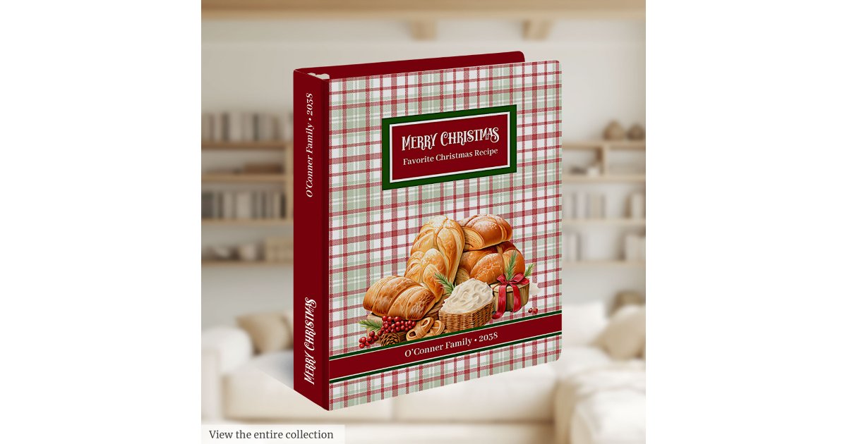 Christmas Receipt 3 Ring Binder Vintage Recipes | Zazzle