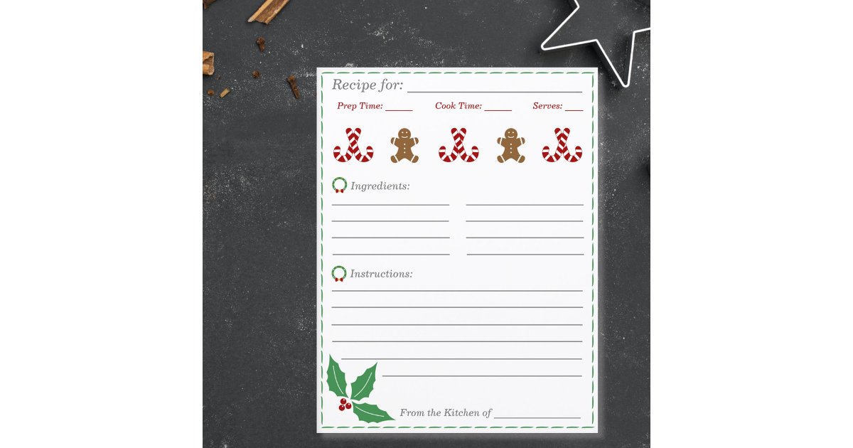 Christmas Recipe Card | Zazzle