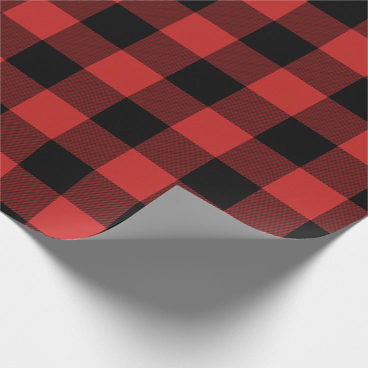 Christmas Red and Black Jumbo Buffalo Check Plaid Wrapping Paper | Zazzle