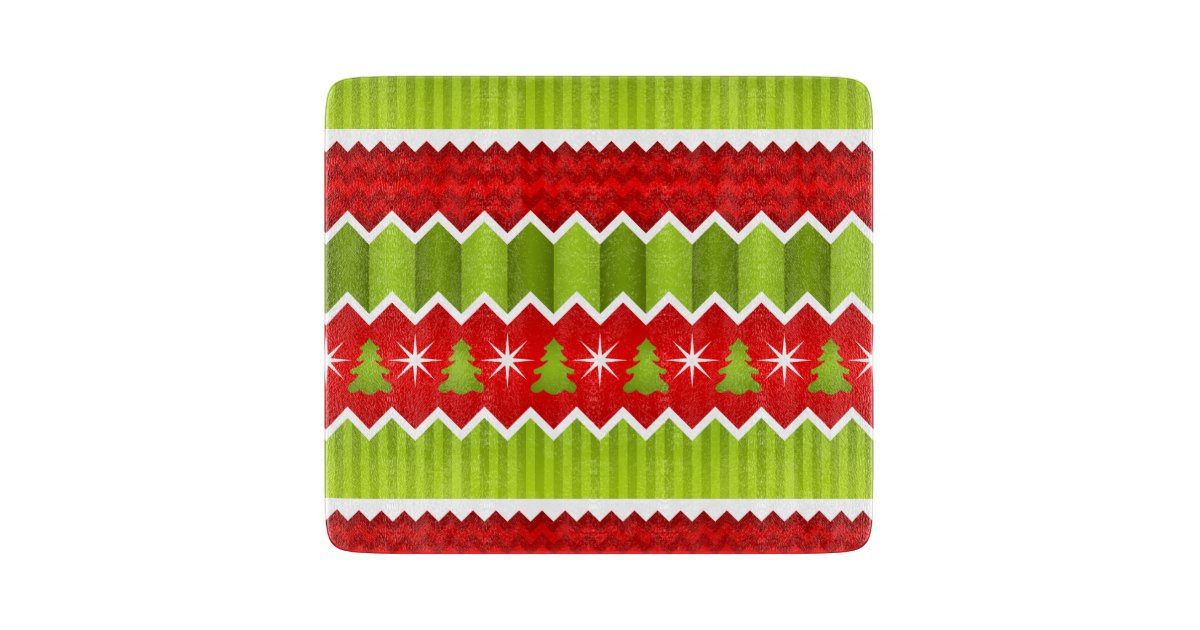 Christmas Red And Green Chevron Stripes Pattern Cutting Board | Zazzle