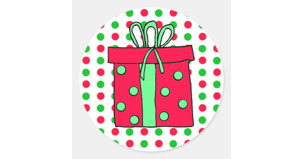 Christmas Red and Green Polka Dots Holiday Classic Round Sticker | Zazzle