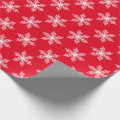 Christmas Red and White Festive Snowflakes Pattern Wrapping Paper | Zazzle