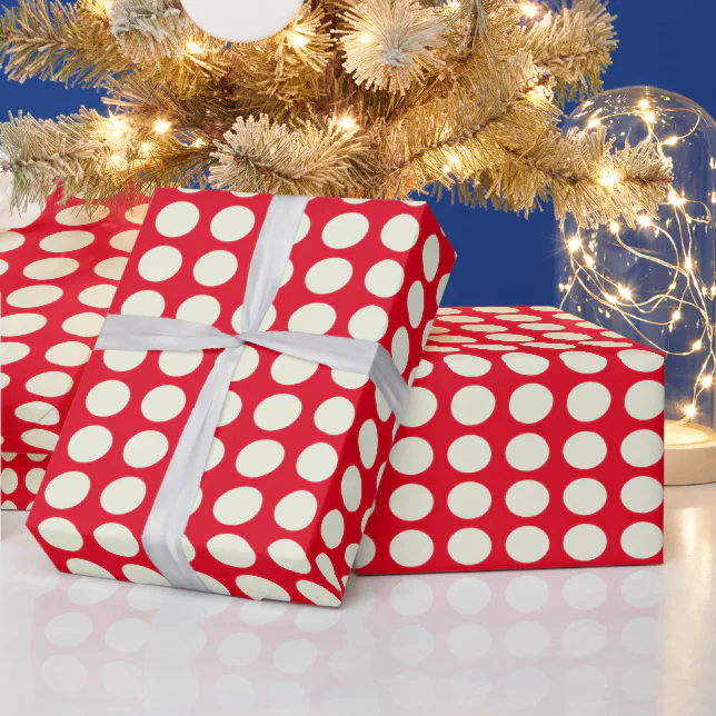 Christmas Red and White Geometric Dots Pattern Wrapping Paper | Zazzle