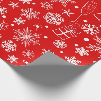 Christmas Red and White Holiday Theme Illustration Wrapping Paper | Zazzle