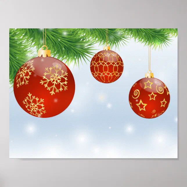 Christmas Red Balls poster | Zazzle