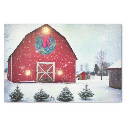 Christmas Red Barn Tissue Paper | Zazzle