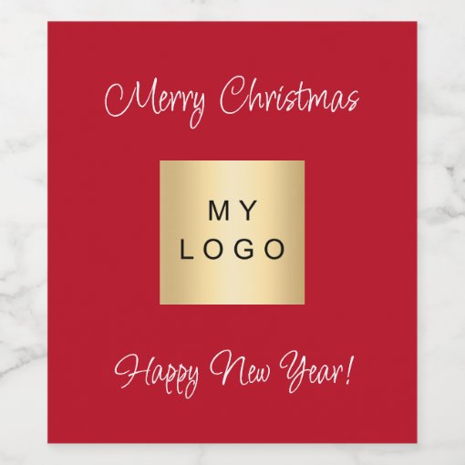Christmas red business logo wine label | Zazzle