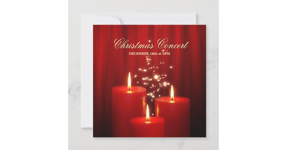 Christmas Red Candles concert invitation | Zazzle